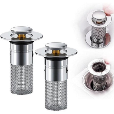 2 Pieces Stainless Steel Floor Drain Strainer Cover with Hair Filter ...
