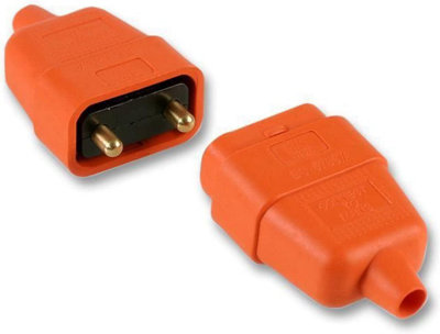 2 PIN ORANGE RUBBER CONNECTOR 10A IN-LINE GARDEN LAWNMOWER