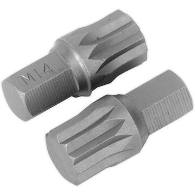 2 PK M14 x 30mm Spline Bit Set - 10mm Hex Spanner Drive - For FORD Bell ...