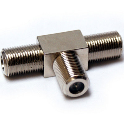 2 Port Way F Type Screw Connector T Splitter Adapter Aerial Coaxial Sat ...