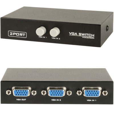 2 Port Way VGA Manual Switch Box 2 Input 1 Output PC Monitor Selector ...