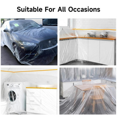 2 Rolls Cover Masking Film Plastic Dust Sheets For Painting Car and ...