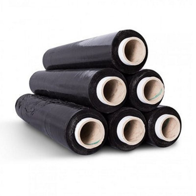 2 Rolls Of Black 400mm Standard Core Tear Resistant Pallet Shrink Wrap ...