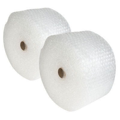 2 Rolls x 300mm x 50m Strong Packing Moving Wrapping Protective Large Bubble Wrap Rolls at B&Q