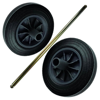 2 Rubber Wheels & Axle Replacement Kit For Standard Household Wheelie Bins