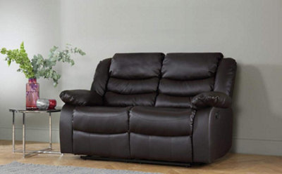 2 Seat Brown Recliner Sofa Leather bonded Reclining Lazy boy Sofa Suite ...