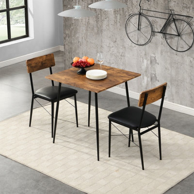 2 Seater Dining Set 3 piece Dining Set for Home Kitchen Dining Room Brown Black