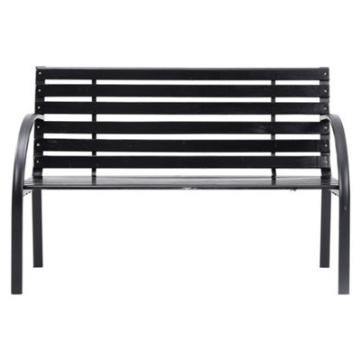 2 Seater Outdoor Black Garden Benches Outdoor Seating Wooden Garden ...