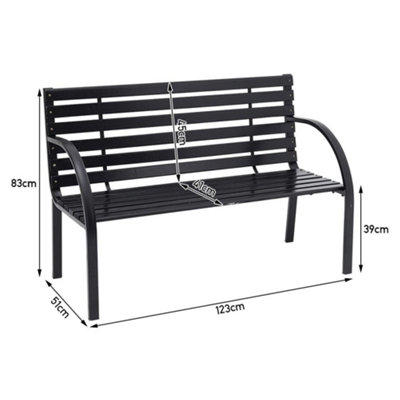 2 Seater Outdoor Black Garden Benches Outdoor Seating Wooden Garden ...