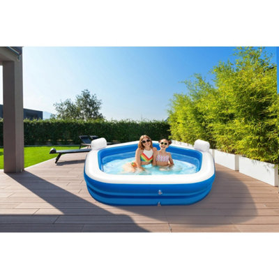 2-Seater Paddling Pool for Kids and Adults Family Lounge Pool with 2 ...