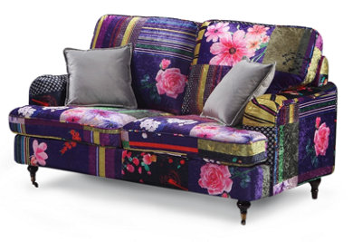 2 Seater Sofa in Patchwork Multicolour Fabric