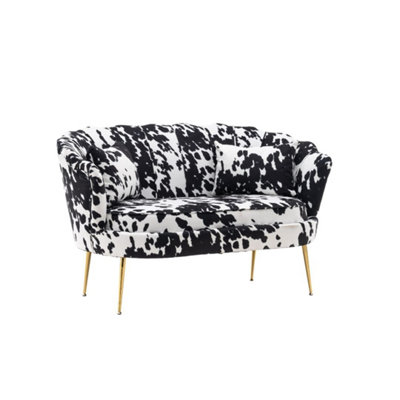 2 Seater Sofa Loveseat in Cow Print Fabric