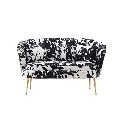 2 Seater Sofa Loveseat in Cow Print Fabric