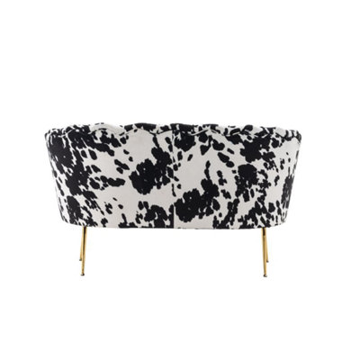 2 Seater Sofa Loveseat in Cow Print Fabric