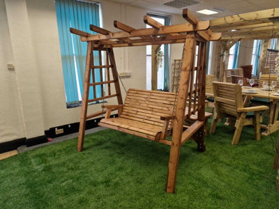 2 Seater Valley Garden Swing Seat Hammock - Redwood - L125 x W180 x ...