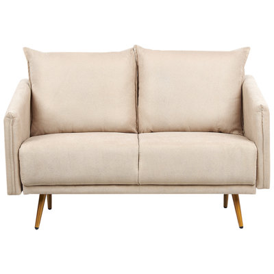 2 Seater Velvet Sofa Beige MAURA