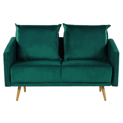 2 Seater Velvet Sofa Emerald Green MAURA | DIY at B&Q