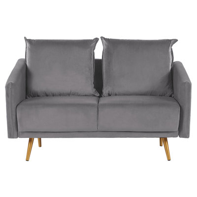 Shop 2 Seater Velvet Sofa Grey MAURA
