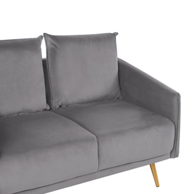 Shop 2 Seater Velvet Sofa Grey MAURA