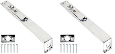 2 Set Flush Door Bolt Polished Chrome Finish Concealed Security French ...