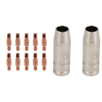 2 shroud & 10 x 1.0mm Round Contact Tips MIG Welding Binzel Style MB15 Torch | DIY at B&Q