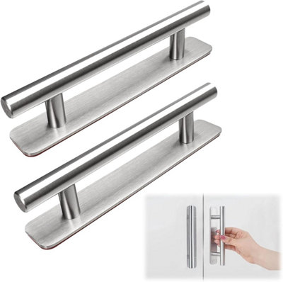 2 Silver Plastic Self-Adhesive Handles, No Drilling, for Cabinets ...