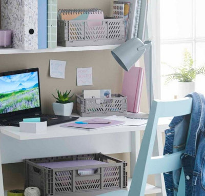 2 Small Folding Stackable Storage Crates Grey & Cream Storage Basket ...