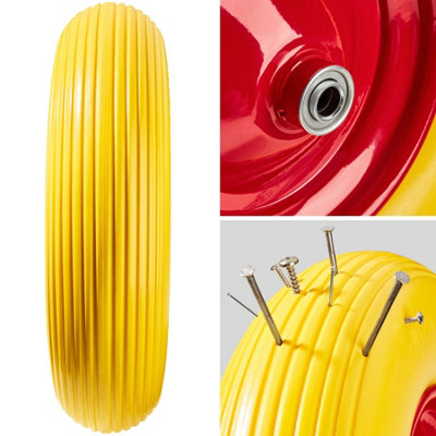 2 Solid rubber trolley wheels - yellow