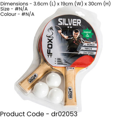 2 STAR Table Tennis Bat & Ball Starter Set - 1.5mm Sponge 5mm Blade ...