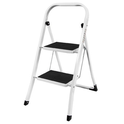 2 Step Ladder - Durable Steel Folding Ladder with Rubber Grip for DIY ...