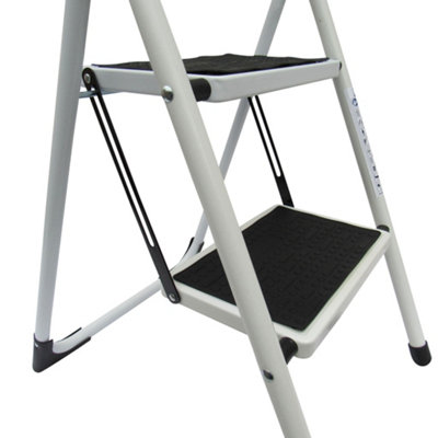 2 Step Ladder Stool Folding 150KG (Kitchen Platform Small Steel Safety ...