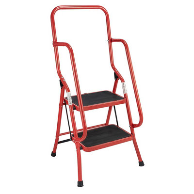2 Step Safety Stepladder - Foldable Non-Slip Tread Ladder with Safety ...