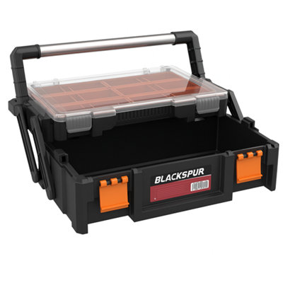 2 Tier 18'' Cantilever Tool Storage Box Organiser Carry Case Trays ...