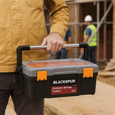 2 Tier 18'' Cantilever Tool Storage Box Organiser Carry Case Trays ...