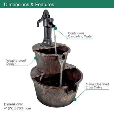 2-Tier Barrel Cascading Water Feature