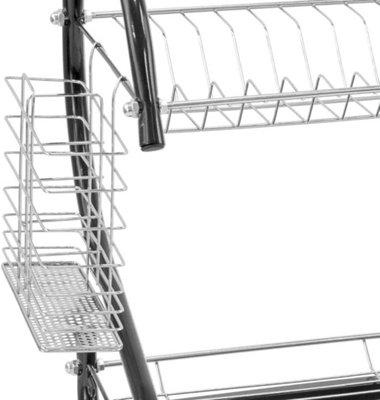 2 Tier Black Chrome Plate Dish Cutlery Cup Drainer Rack Drip Tray ...