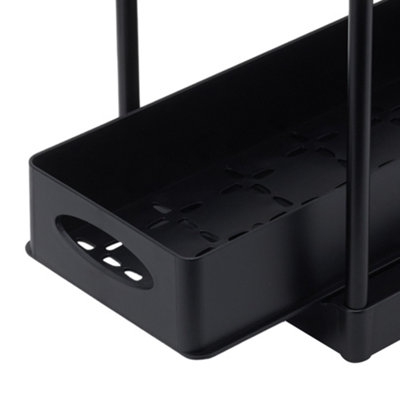 2 Tier Black Sliding Under Sink Storage Rack