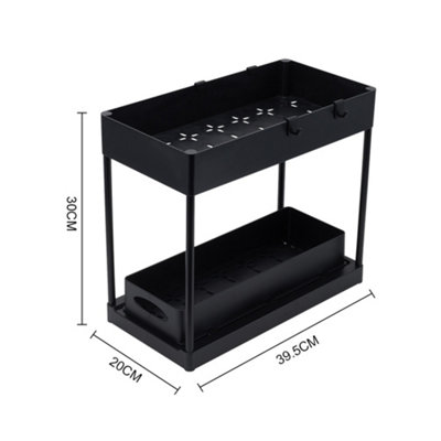 2 Tier Black Sliding Under Sink Storage Rack