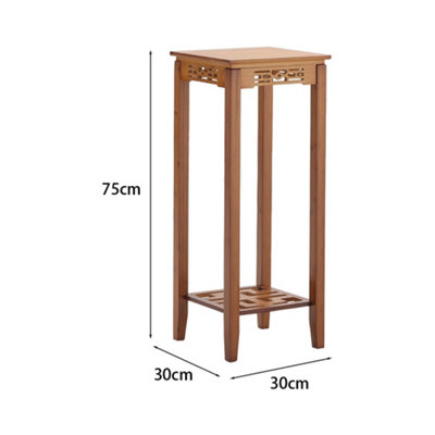 2 Tier Brown Bamboo Slim and Tall Plant Flower Stand Classic Chinese ...