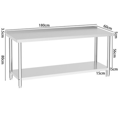 2 Tier Commercial Freestanding Stainless Steel Catering Kitchen Prep ...