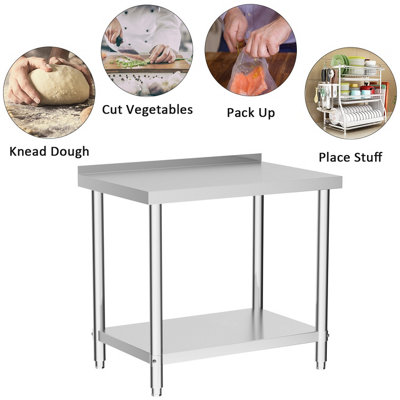 2 Tier Commercial Stainless Steel Kitchen Prep and Work Table Catering ...