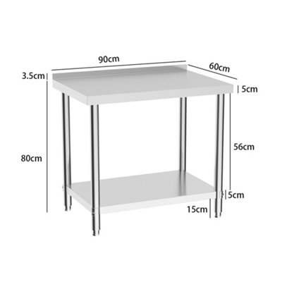 2 Tier Commercial Stainless Steel Kitchen Prep and Work Table Catering ...