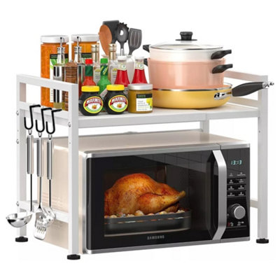 2 Tier Expandable Microwave oven Rack Stand Storage Holder Kitchen ...