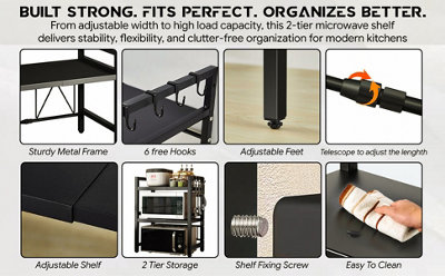 2 Tier Heavy Duty Extendable Adjustable Microwave Oven Stand Kitchen ...