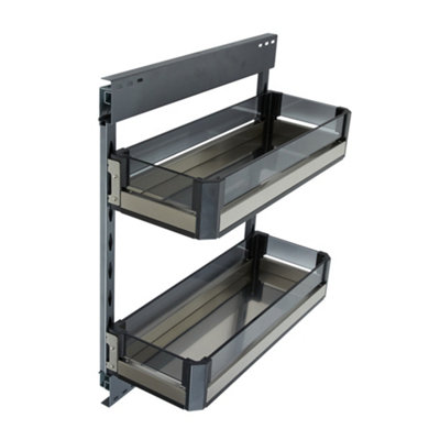 2-Tier Kitchen Pull Out Shelf Stainless Steel 15cm W