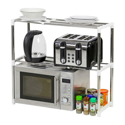 2 Tier Microwave Oven Storage Rack - Stainless Steel Costruction ...