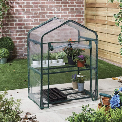 2 Tier Mini Greenhouse - Two Shelf Grow House - Durable Steel Tubing ...