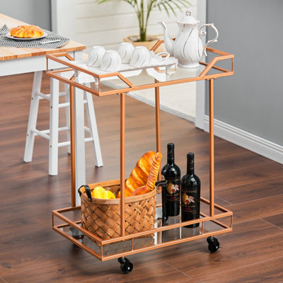 2 Tier Outdoor Rectangular Metal Open Serving Cart Kitchen Trolleys ...