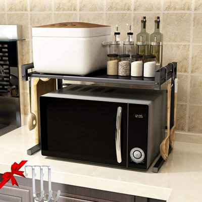 2 Tier Over Microwave Shelf Carbon Steel Kitchen Organizer, Utensil ...