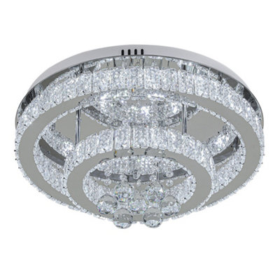 2-Tier Round Crystal Celling Light Cool White Light 48W 50cm Dia